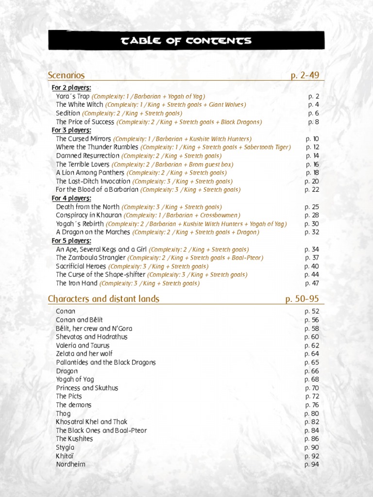 Conan Compendium TableOfContents | PDF | Conan The Barbarian | Fantasy ...