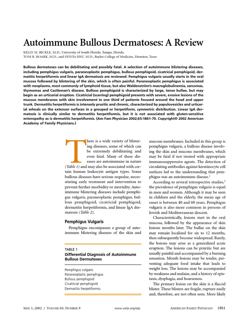 Autoimmune Bullous Disease | PDF | Cutaneous Conditions | Immune System ...