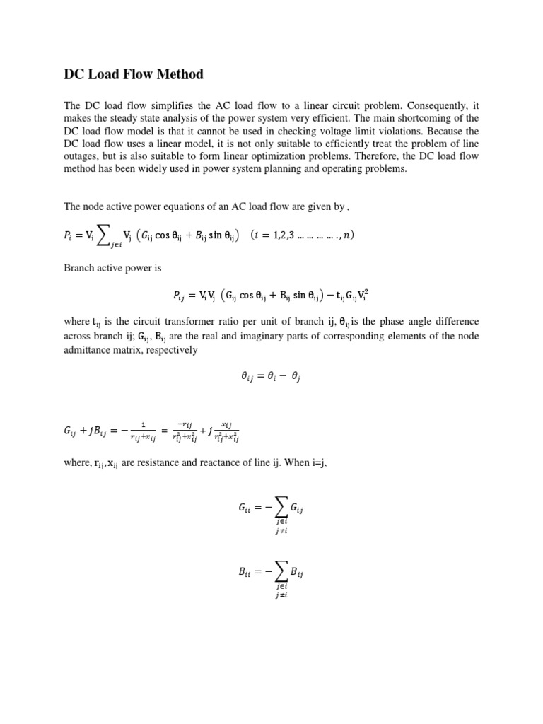 DC Load Flow Simplifies AC Model for Efficient Analysis | PDF | Matrix ...