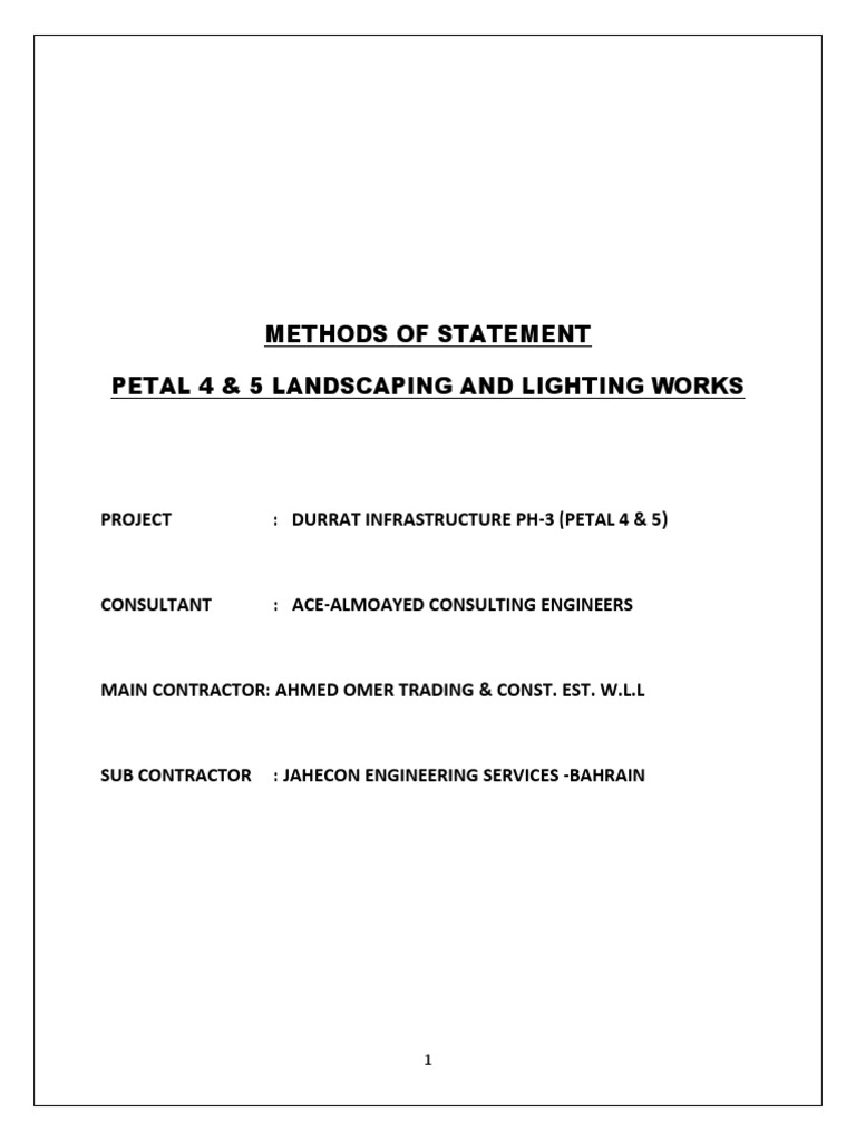 Methods of Landscaping and Lighting Works | PDF | Industries | Engineering