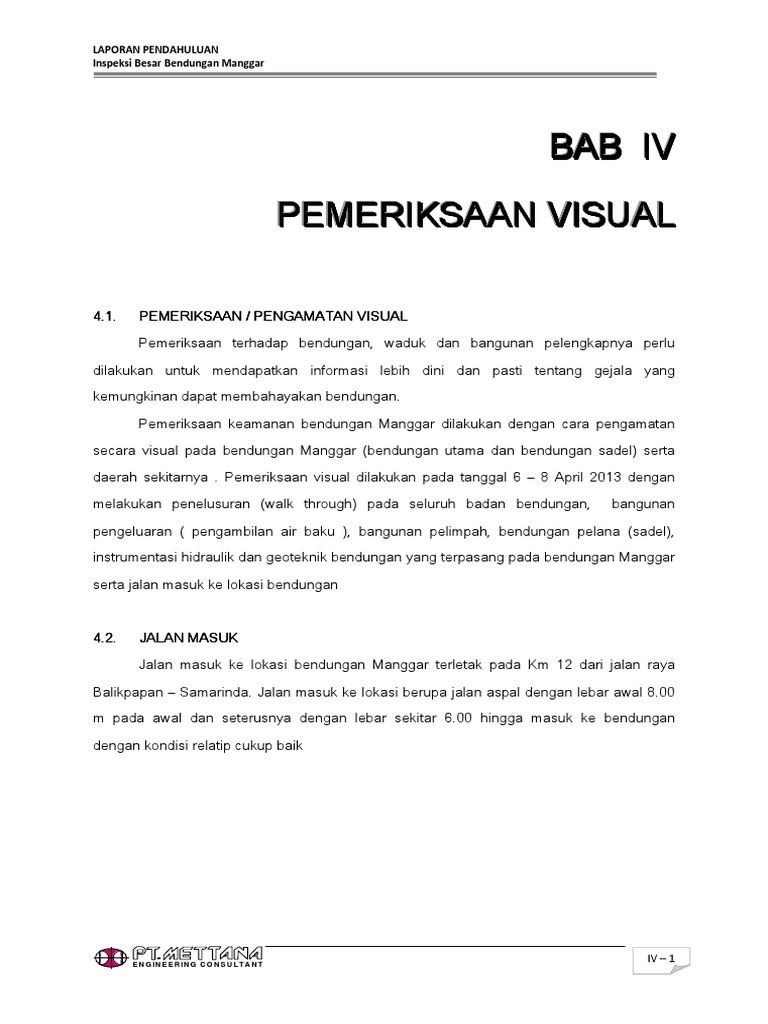 Pemeriksaan Visual Bendungan Manggar | PDF | Seni | Sains & Matematika