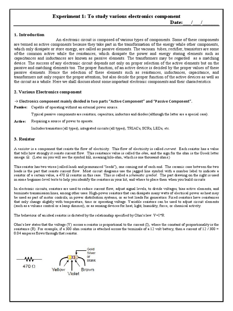 Introduction To Electronics Component | PDF | Passivity (Engineering) | Inductor