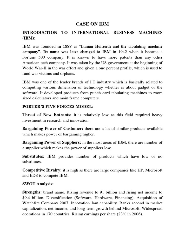 Case IBM - 1 | PDF | Ibm | Strategic Management