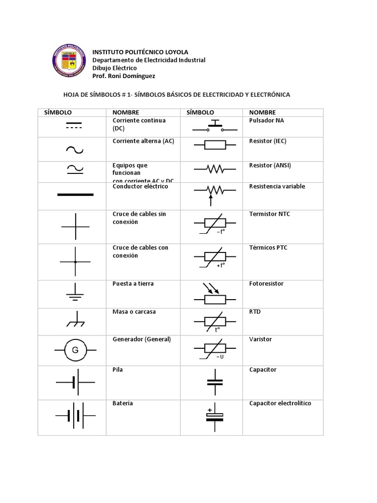 Símbolos Básicos de Electricidad y Electrónica | PDF | Corriente ...