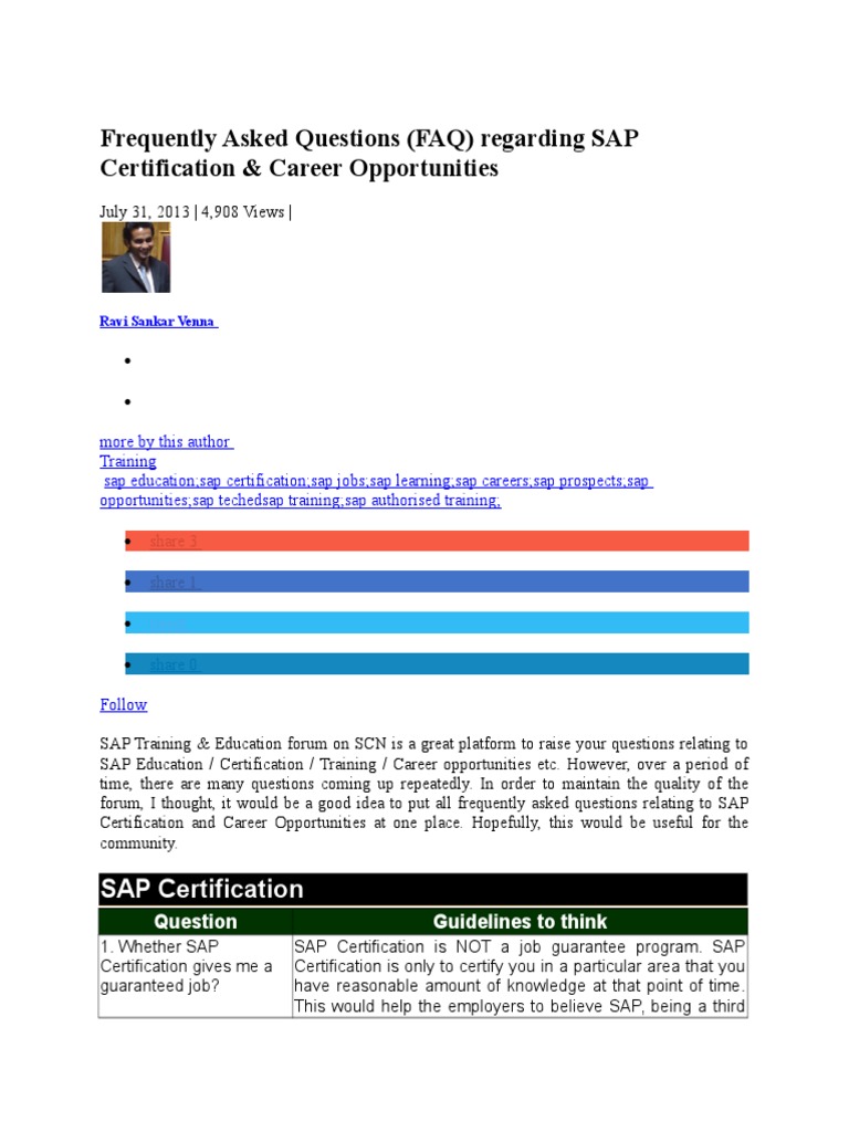 Frequently Asked Questions | PDF | Employment | Sap Se