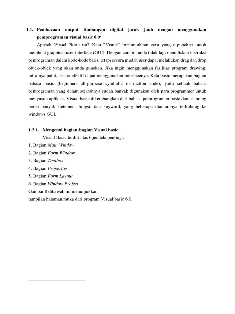 Pembacaan Output Timbangan Digital Jarak Jauh Dengan Menggunakan Pemprograman Visual Basic 6 ...