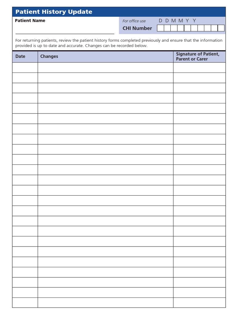 Patient History Update: CHI Number | PDF