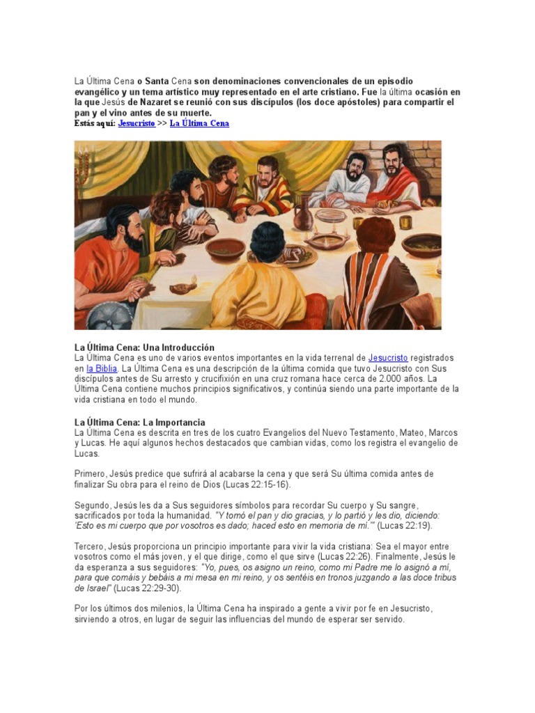 La Última Cena | PDF | Última cena | Evangelios