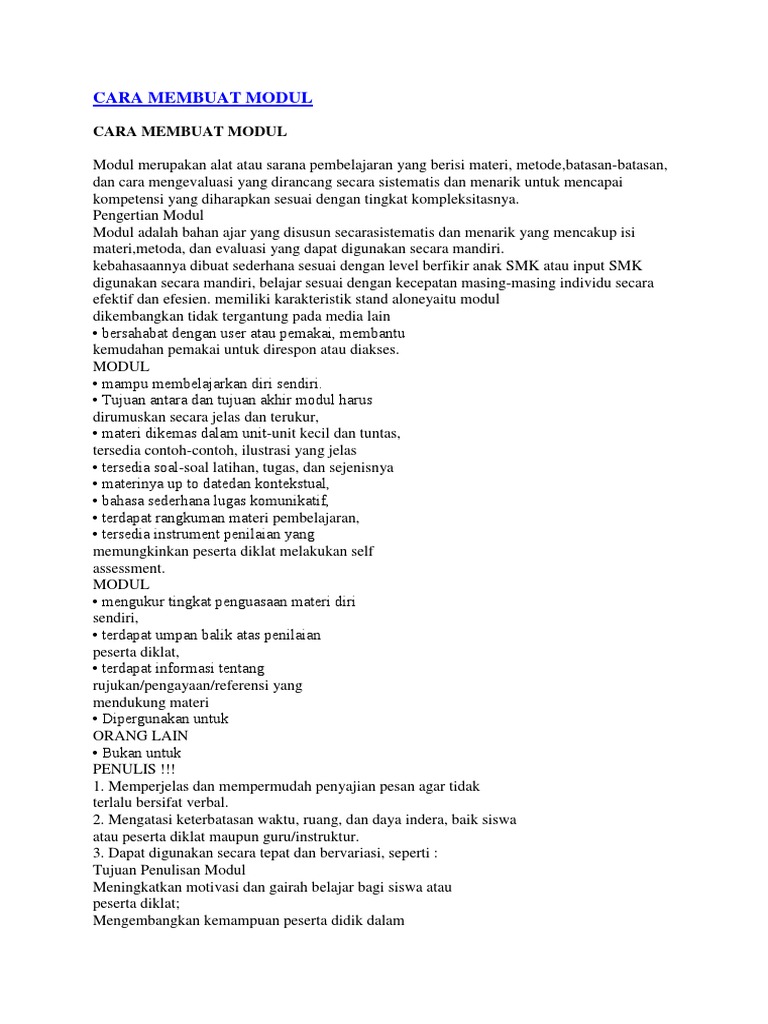 Cara Membuat Modul | PDF
