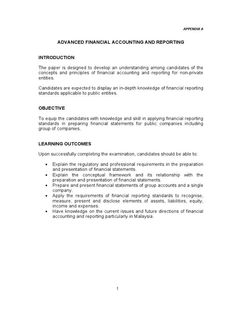 Advanced Financial Accounting and Reporting: Appendix A | PDF ...