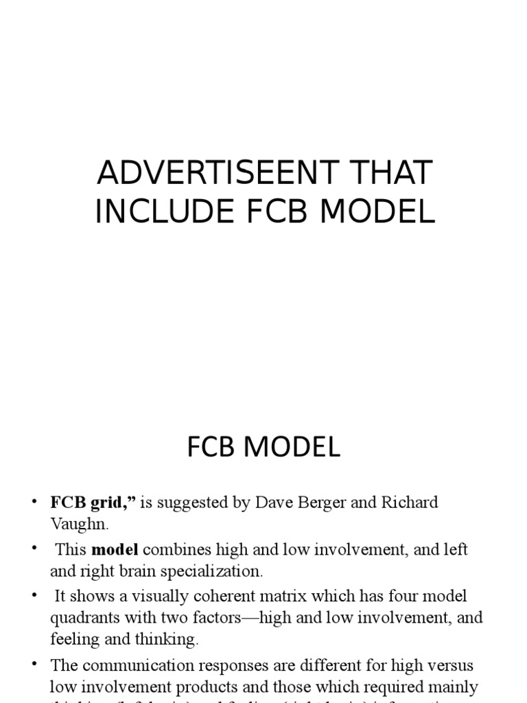 Advertiseent That Include FCB Model | PDF | Persuasion | Brand