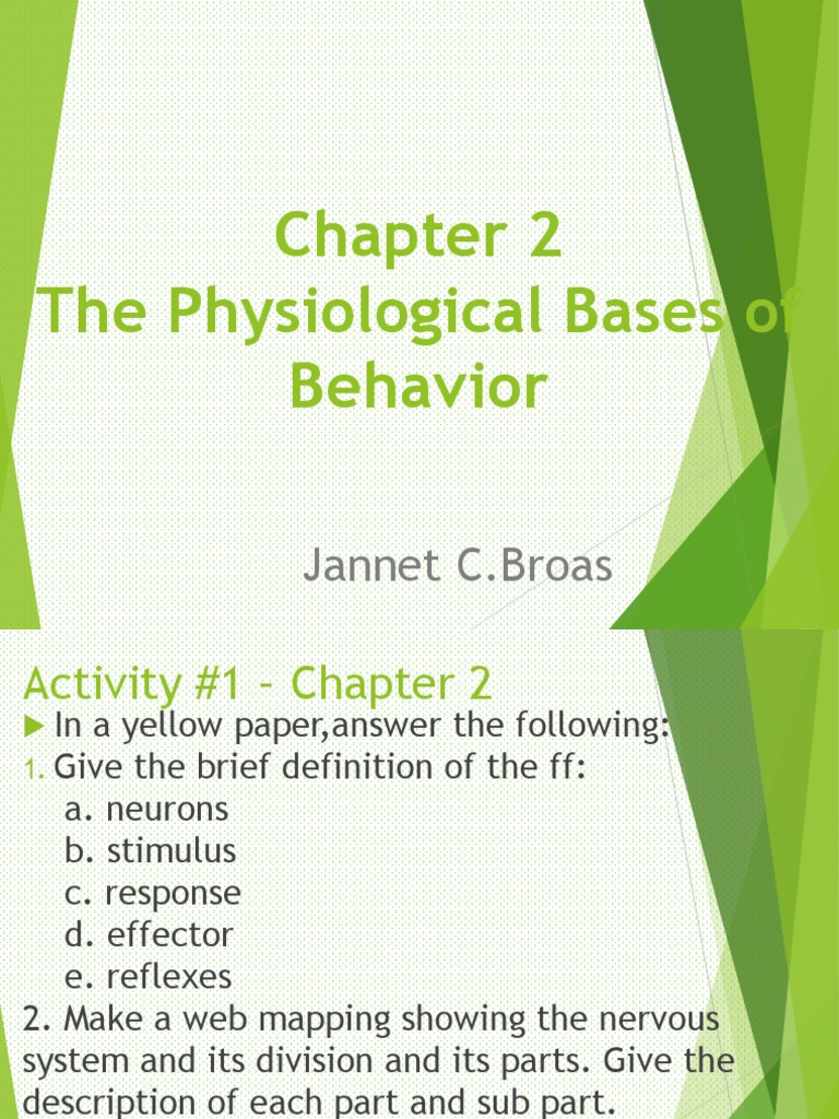 CHAPTER 2 Physiological Basis of Behavior | PDF | Central Nervous ...