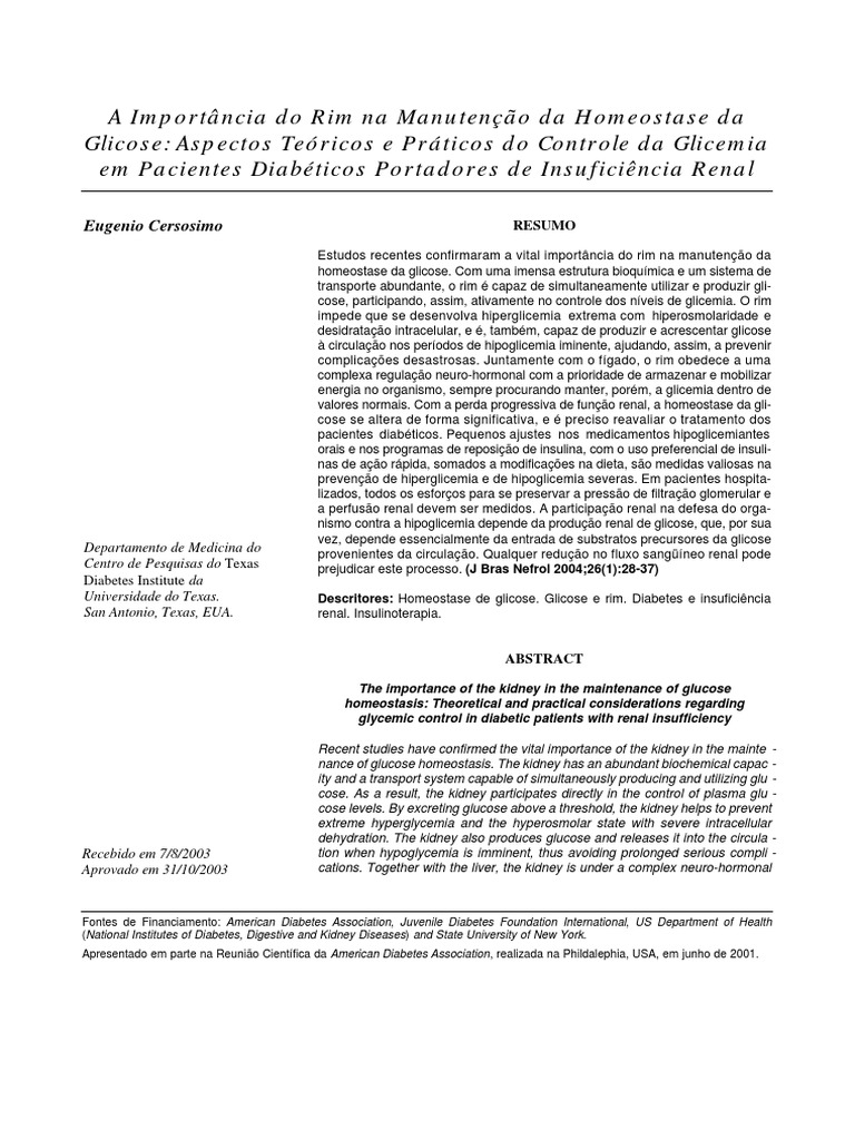 A Importância Do Rim Na Manutenção Da Homeostase Da PDF | PDF ...