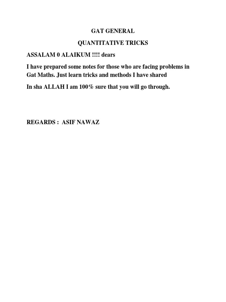 GAt Maths PDF | Download Free PDF | Fraction (Mathematics) | Area