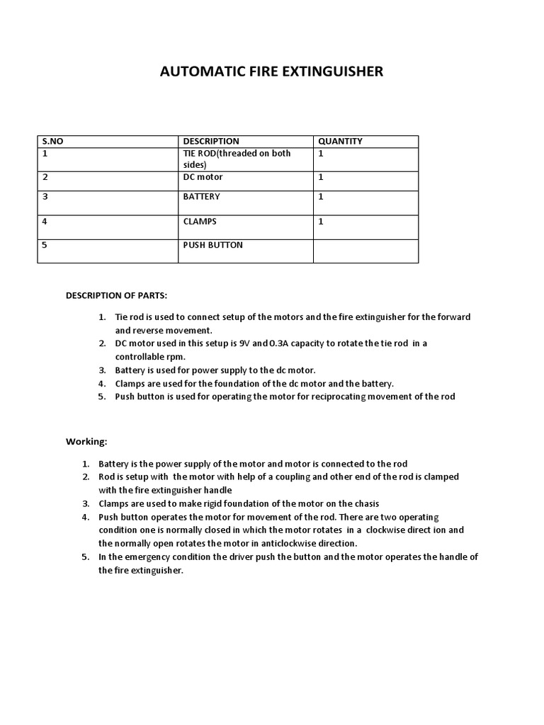 Automatic Fire Extinguisher Setup Diagram | PDF