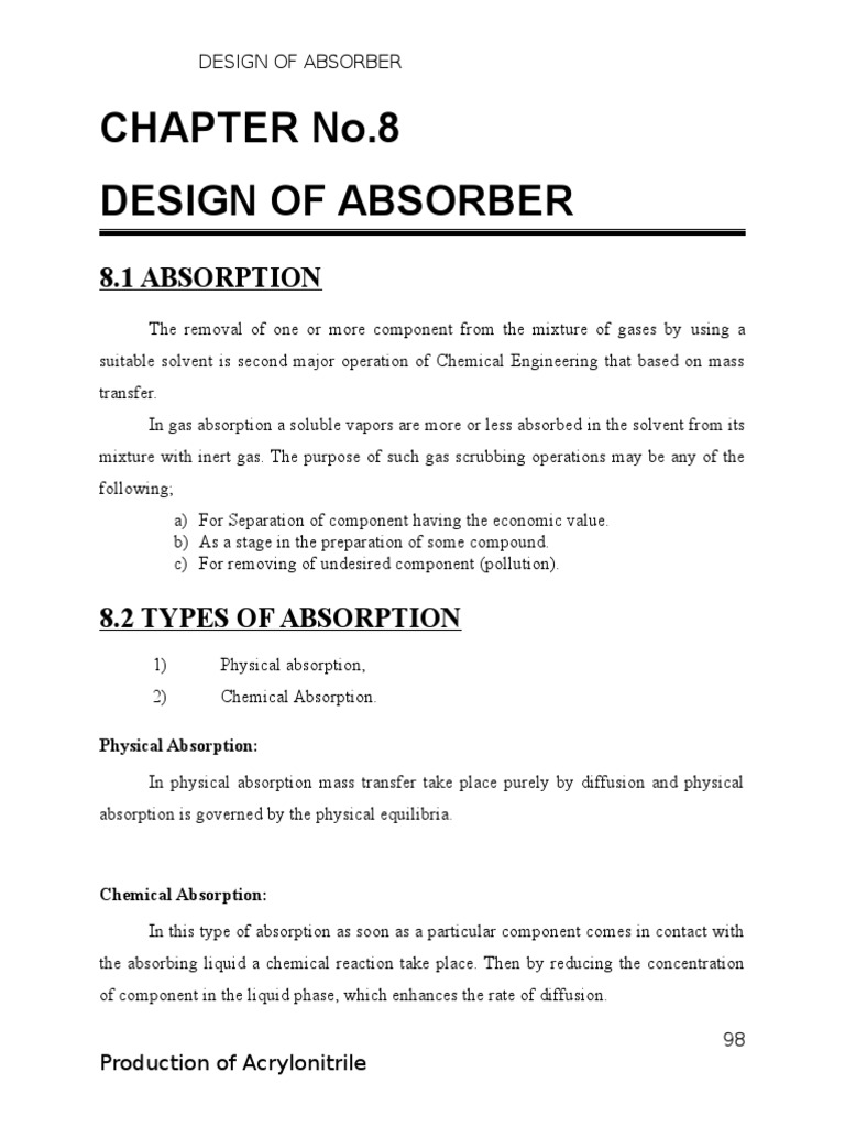 Absorber Design Process PDF | PDF | Absorption (Chemistry) | Applied ...