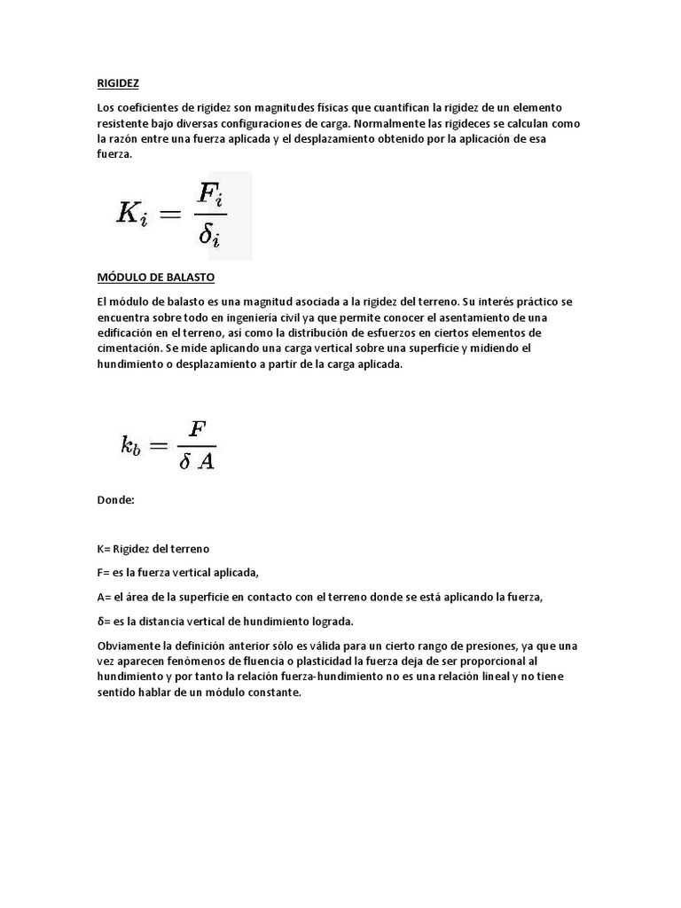 Rigidez y Módulo de Balasto | PDF | Ciencia y matemáticas