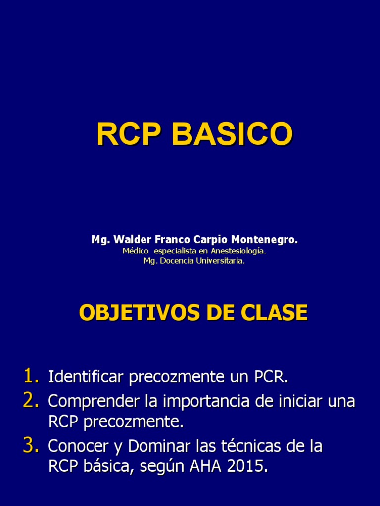 RCP Basico | PDF | Reanimación cardiopulmonar | Paro cardíaco