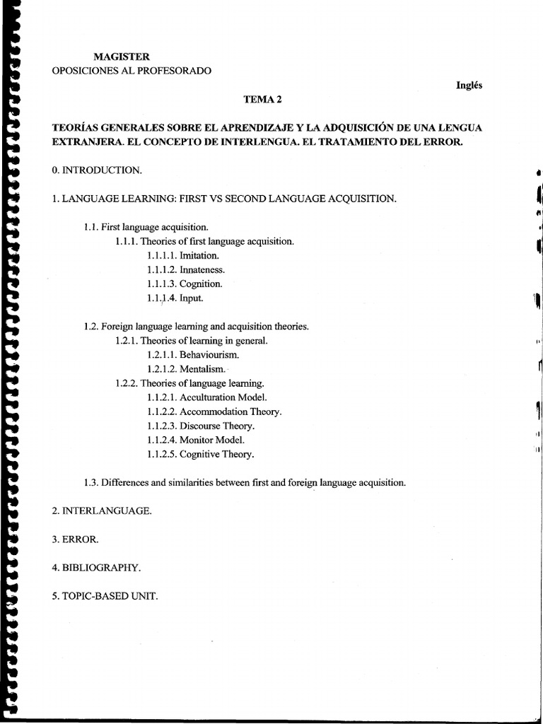Tema 2 Oposiciones Sec Und Aria Ingles Magister | PDF