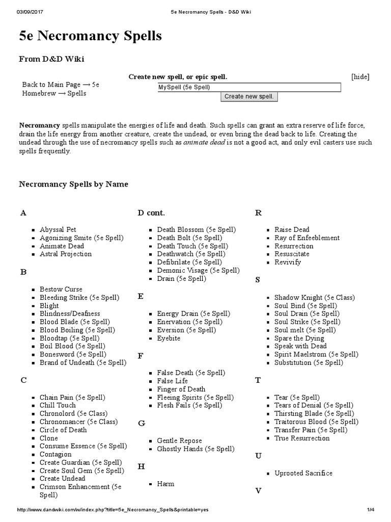 5e Necromancy Spells - D&D Wiki | Necromancy | Supernatural Legends