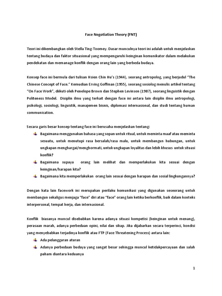 Face Negotiation Theory | PDF