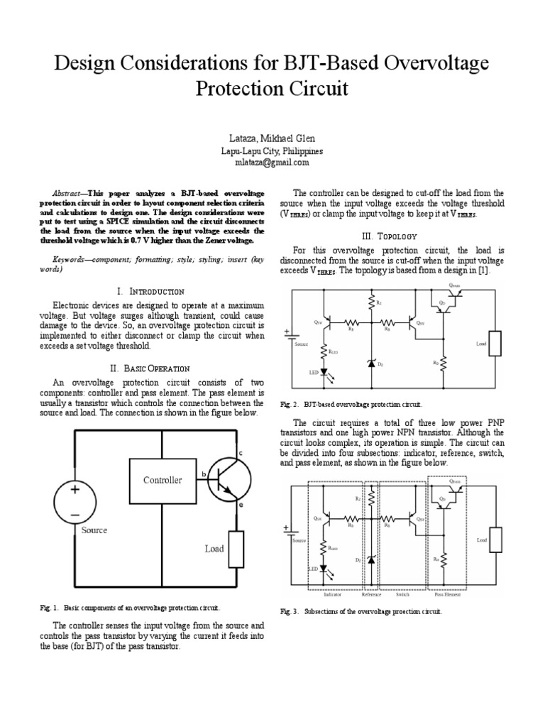 Design Considerations For BJT-Based Overvoltage Protection Circuit ...