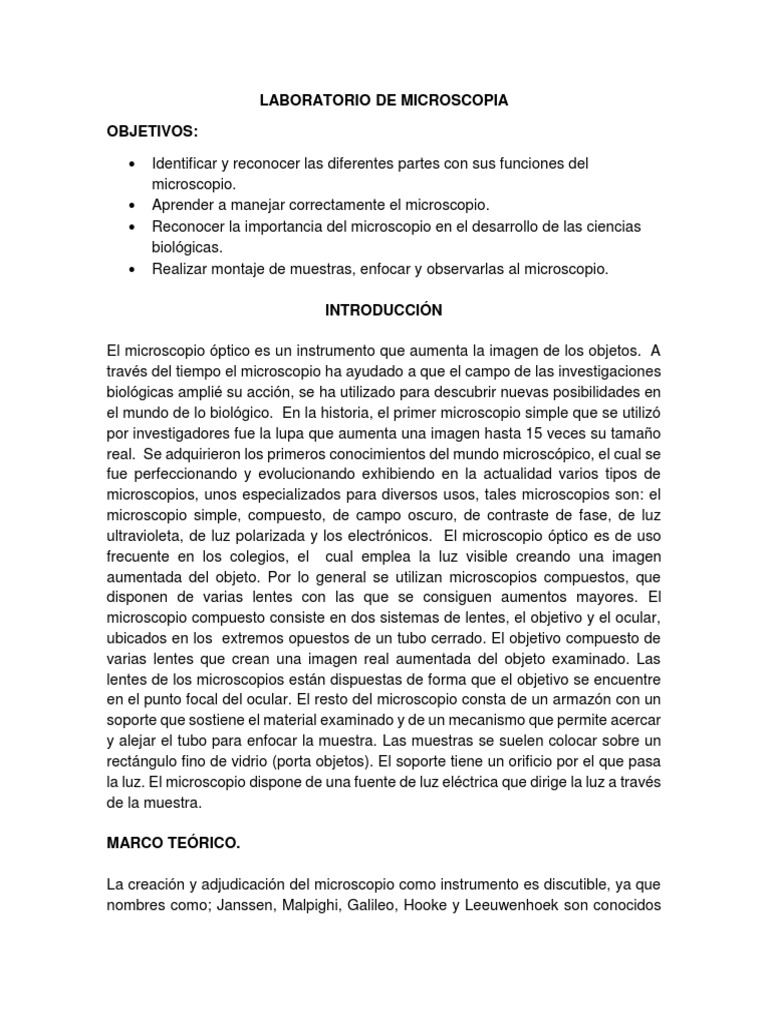 Guia #2 Laboratorio de Micros | PDF | Microscopio | Óptica
