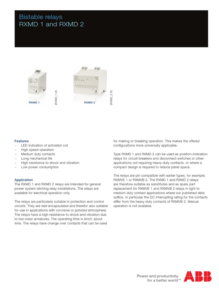 Tripping Relay Bistable Relays RXMD 1 RXMD 2 | PDF | Electromagnetic ...