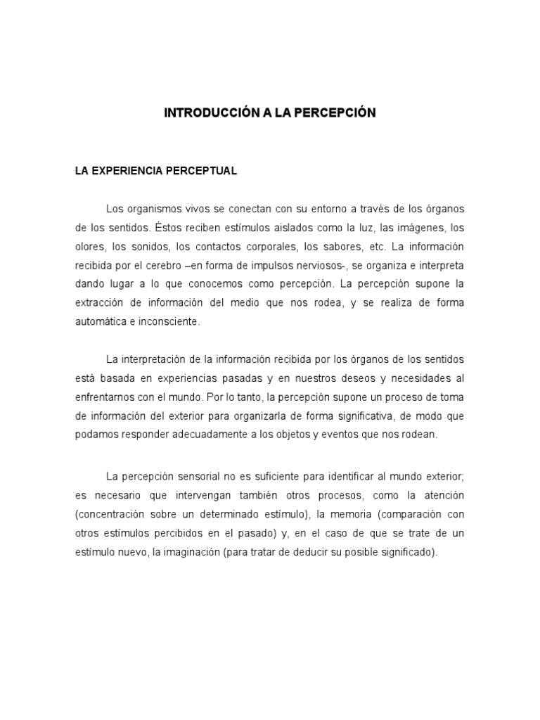 5 Introducción A La Percepcion | PDF | Percepción | Procesos mentales