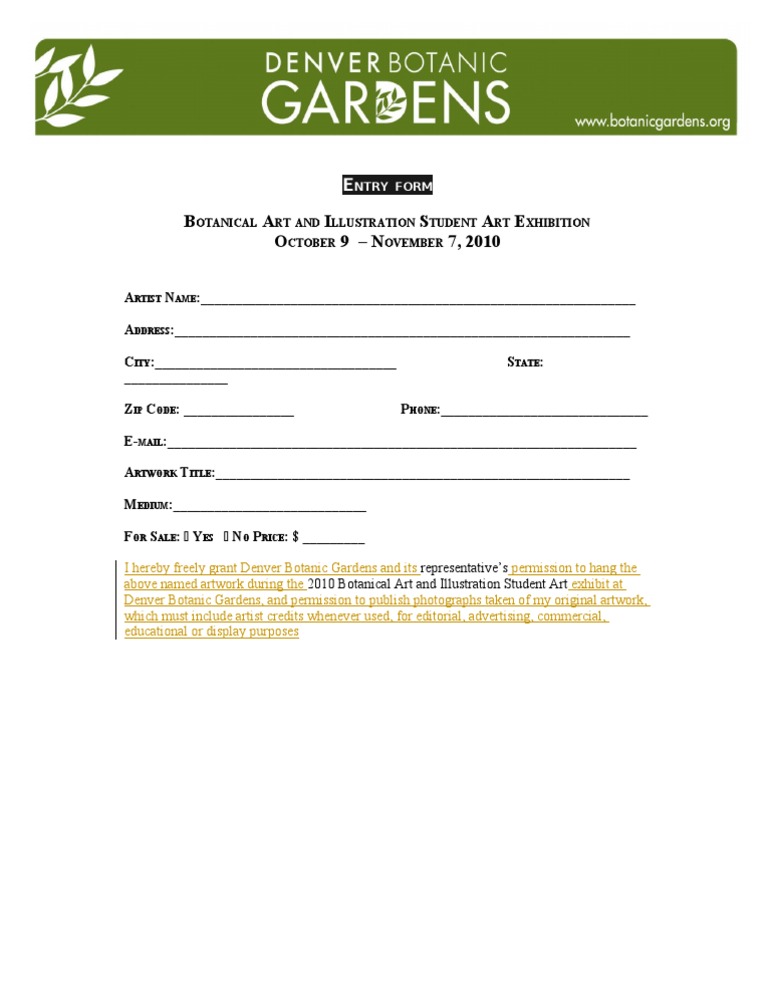 Entry Form - Student ArtExhibit - 2010 | PDF