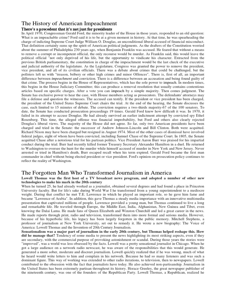 The History of American Impeachment: There's A Precedent That It's Not ...