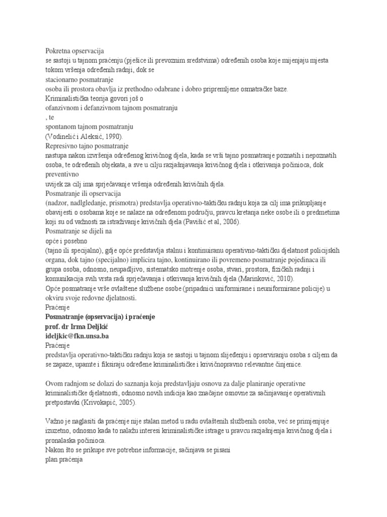 Pokretna Opservacija | PDF