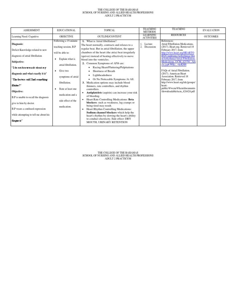 Atrial Fibrillation Teaching Guide | PDF | Cardiac Arrhythmia | Heart