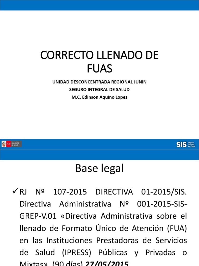 Llenado Del Formato Único de Atención FUA y HIS | PDF