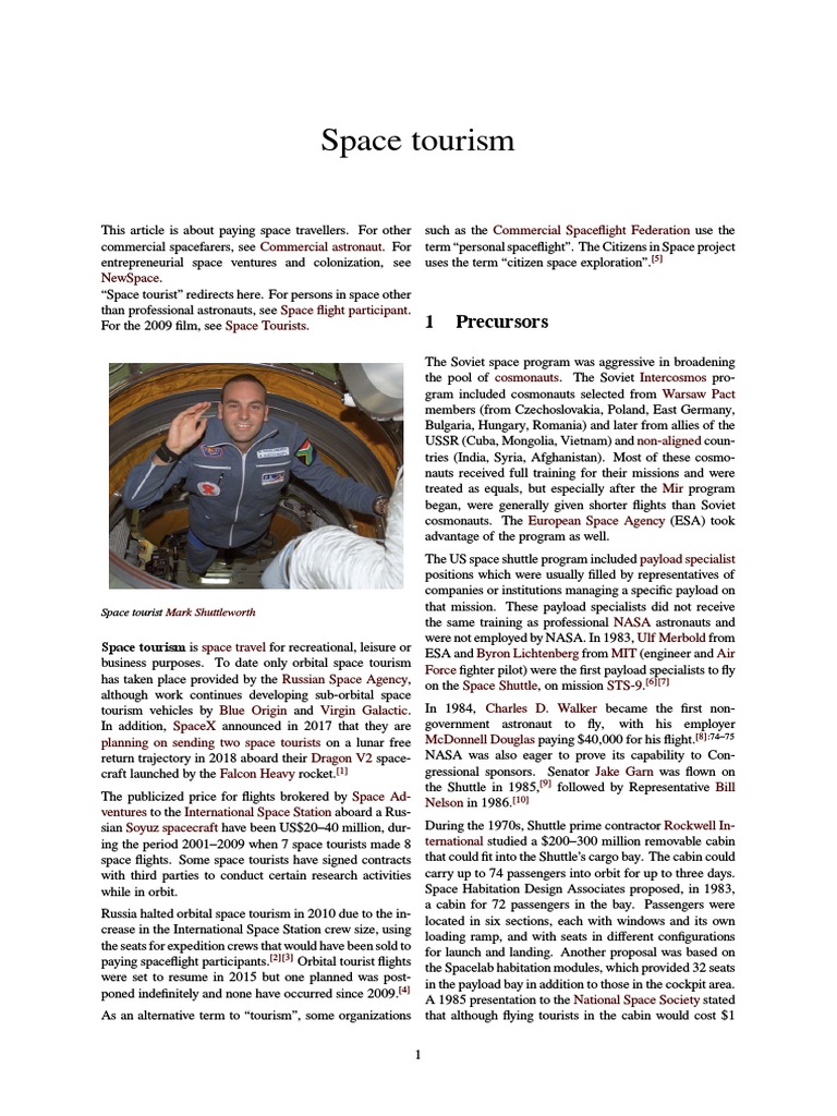 Space Tourism | PDF | Astronauts | Space Colonization