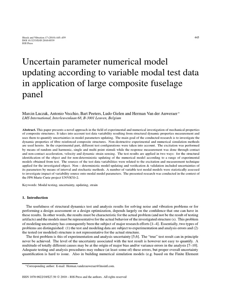 Uncertain Parameter Numerical Model Updating According To Variable Modal Test Data In