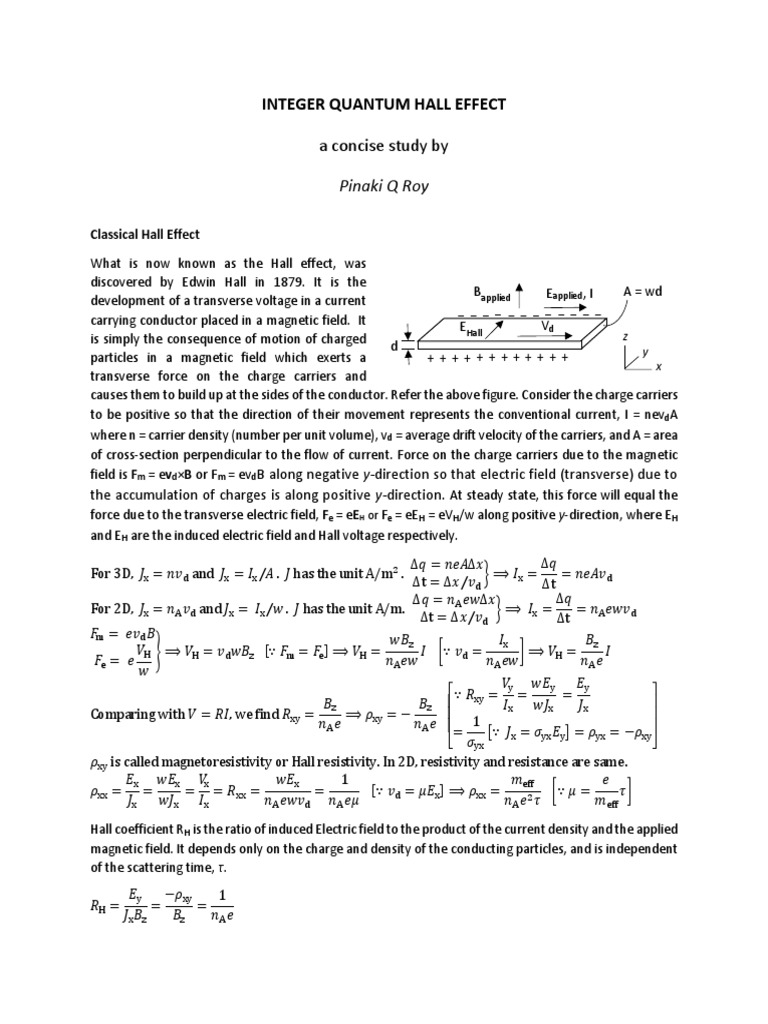 Quantum Hall Effect (QHE) | PDF | Electrical Resistivity And ...