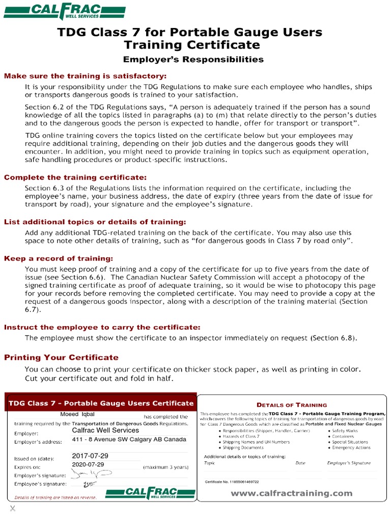 TDG Class 7 Portable Gauge Training | PDF