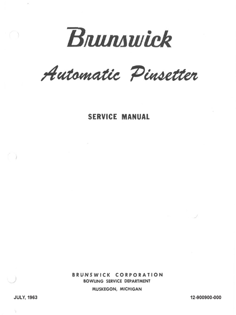 BB Service Manuals Brunswick Automatic Pinsetter Service Manual R7-1962 ...