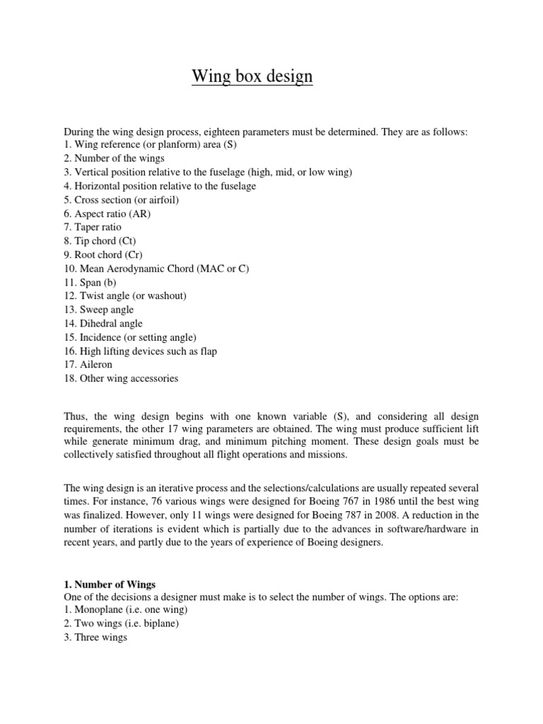 Wing Box Design | PDF | Monoplane | Aircraft