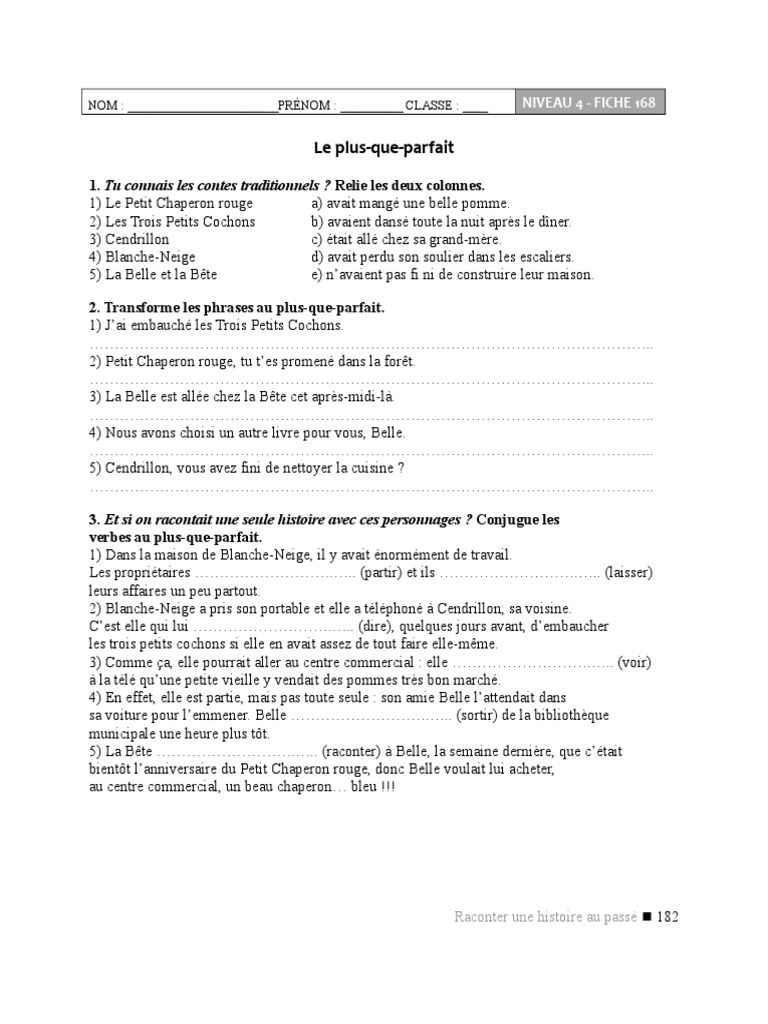 Fiche168-Plus Que Parfait | PDF