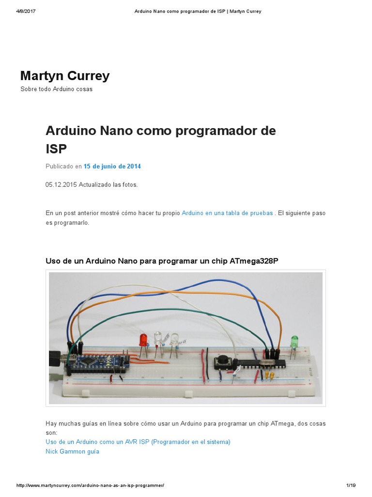 Arduino Nano Como Programador De Isp Espa Pdf Arduino Ingeniería Informática