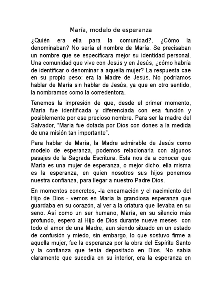 María, Modelo de Esperanza | PDF | María, madre de Jesús | espíritu Santo
