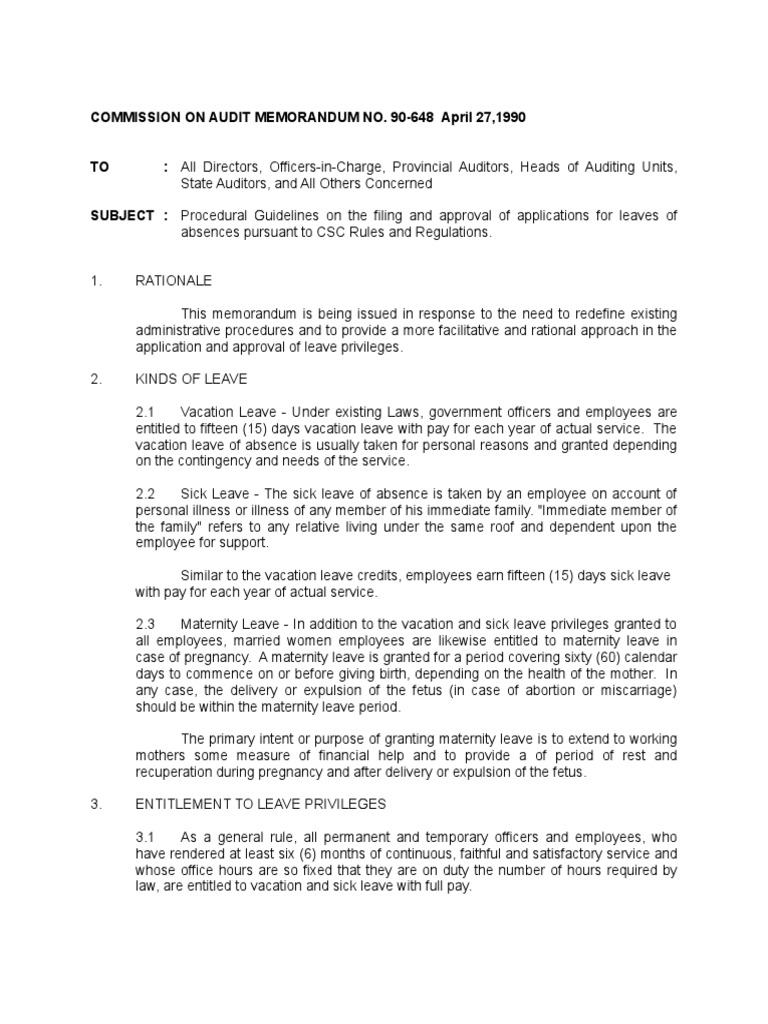 Memo | PDF | Leave Of Absence | Payroll