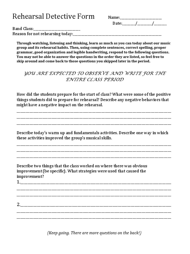 Rehearsal Detective Form | PDF | Cognition | Psychology