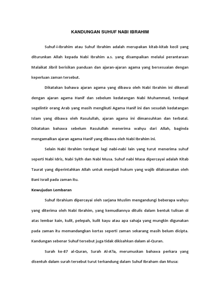 Kandungan Suhuf Nabi Ibrahim | PDF