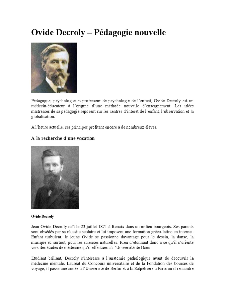 Ovide Decroly | PDF | Pédagogie | Bien-être