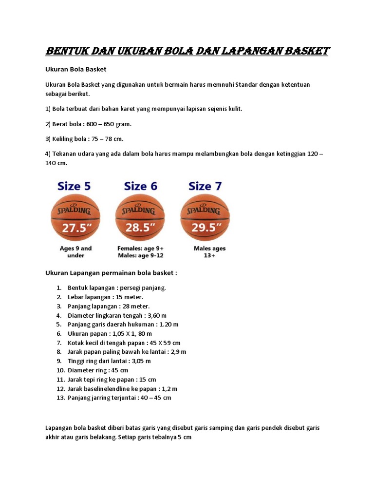 Bentuk Dan Ukuran Ring Bola Basket | PDF | Game & Aktivitas