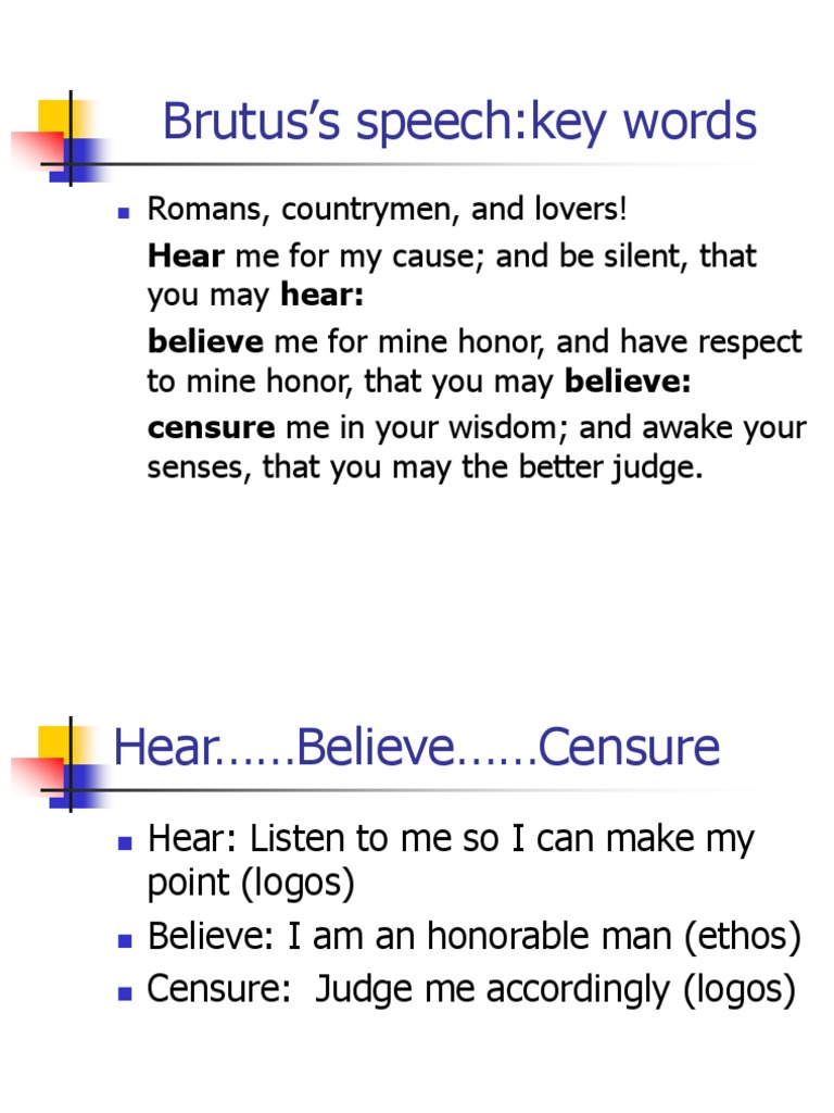 Brutus's Funeral Speech Analysis | PDF | Marcus Junius Brutus The ...