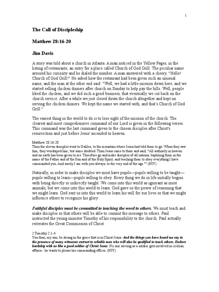 Matthew 28 16 20 Pdf Christian Church Jesus